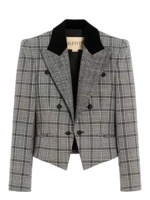 Valentino Garavani Double-breasted Check Jacket - Grey