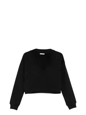 Patrizia Pepe Rhinestone Embellished Sweatshirt - Black