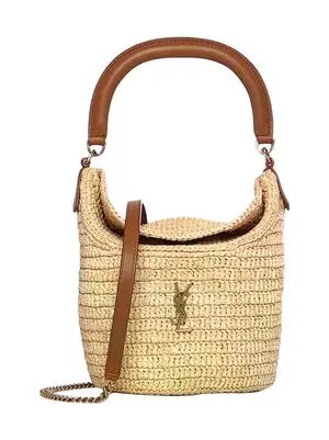 Saint Laurent Gaby Raffia Bucket Bag - Neutrals