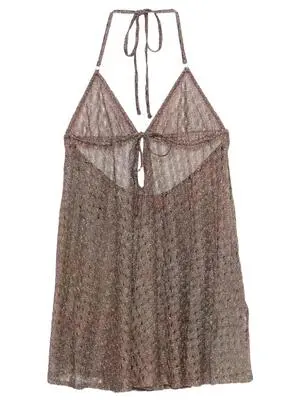 Missoni Halterneck Knitted Mini Dress - Brown