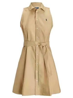 Polo Ralph Lauren Belted Sleeveless Midi Dress - Neutrals