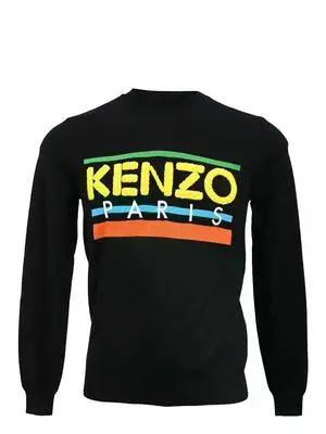 Kenzo Logo-intarsia Sweater - Black