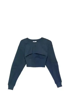 Patrizia Pepe Double Layer Cropped Bustier Sweatshirt - Blue