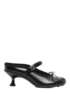 Simone Rocha Polished Leather Bow Mules - Black