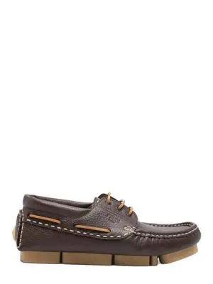 Fendi Leather Boat Shoes - Brown