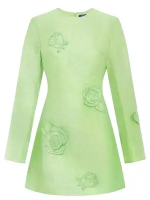 LEO LIN Appliqué-detailed Mini Dress - Green