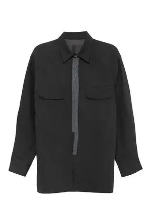 CROQUIS Knitted-applique Shirt - Black