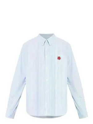 Kenzo Flower-detail Striped Shirt - Blue
