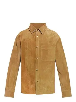 Alexander McQueen Button Leather Shirt - Brown