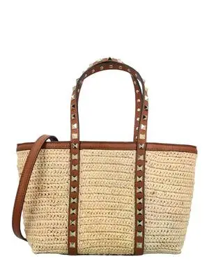 Valentino Garavani Studded Top-handle Shoulder Bag - Neutrals