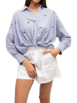 LABEL OF LOVE Alesia Embroidered Shirt - Blue