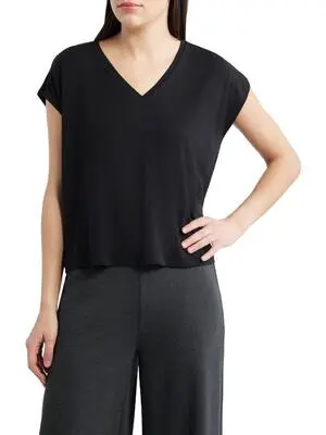 Eileen Fisher Boxy V-neck T-shirt - Black