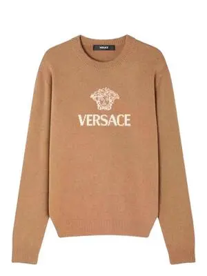 Versace Medusa Logo Cashmere Sweater - Neutrals