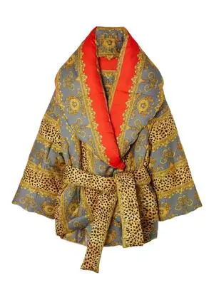 Versace Baroque-print Puffer Jacket - Grey