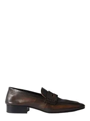Dries Van Noten Glossed-leather Penny Loafers - Brown