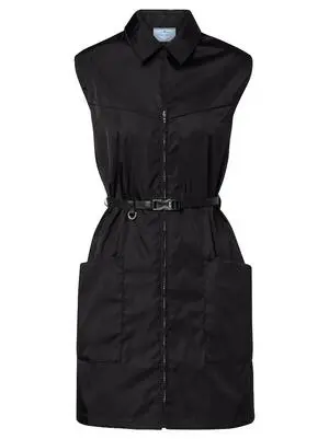 Prada Re-nylon Belted Mini Dress - Black