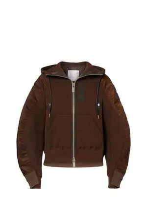 Sacai Paneled Zip-up Hoodie - Brown