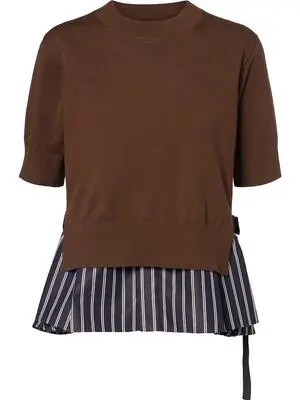 Sacai Paneled Top - Brown