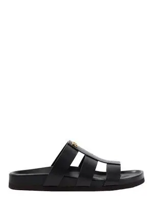 Valentino Garavani Studshield Vlogo Leather Sandals - Black