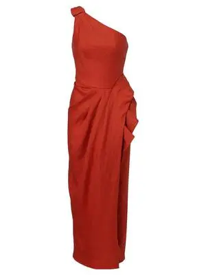 Johanna Ortiz One-shoulder Linen Gown - Red
