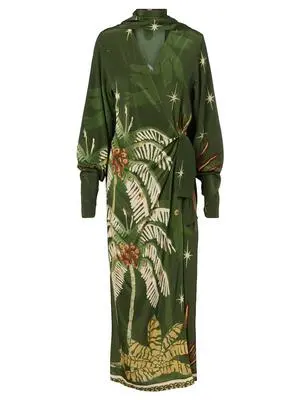 Johanna Ortiz Printed Silk Midi Dress - Green