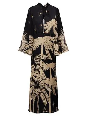 Johanna Ortiz Printed Silk Maxi Dress - Black