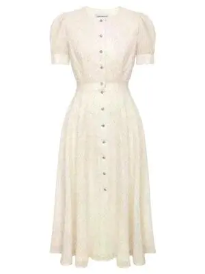 POST MERIDIEM Buttoned Midi Dress - Neutrals