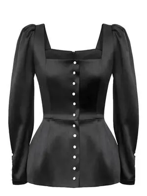 POST MERIDIEM Satin Top - Black