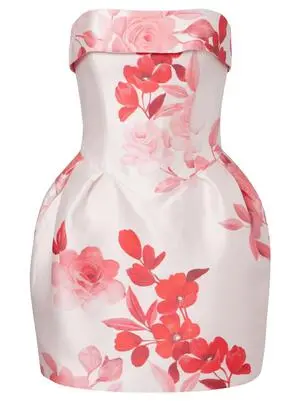 Monique Lhuillier Floral Bustier Dress - Pink