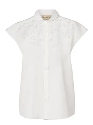 Valentino Garavani Guipure Lace-trimmed Cotton Poplin Shirt - White