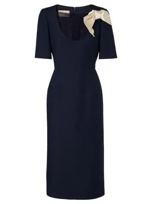 Valentino Garavani Crepe Couture Bow-detail Lace-trimmed Midi Dress - Blue