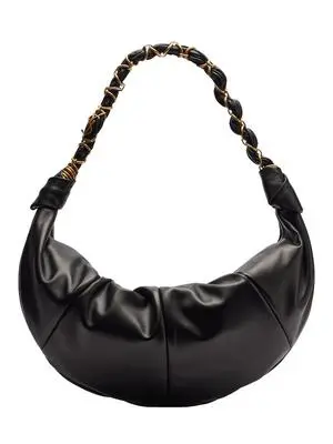 Saint Laurent Amalia Leather Shoulder Bag - Black