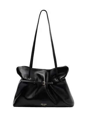 Prada Large Leather Shoulder Bag - Black