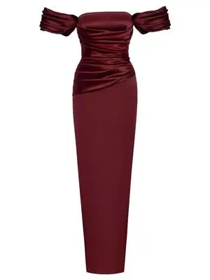 POST MERIDIEM Draped Maxi Dress - Red