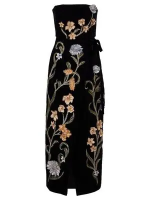Agua Bendita Cinefila Laguna Velvet Maxi Dress - Black