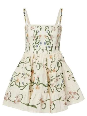 Agua Bendita Lima Laguna Floral Linen Mini Dress - Multicoloured