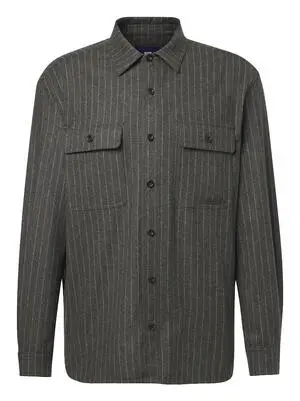 Ralph Lauren Purple Label Pinstripe Wool Shirt - Grey