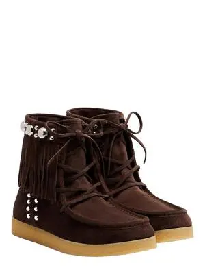 Valentino Garavani Nellcôte Studded Suede Ankle Boots - Brown
