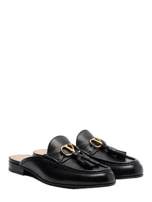 Valentino Garavani Vlogo Leather Mules - Black