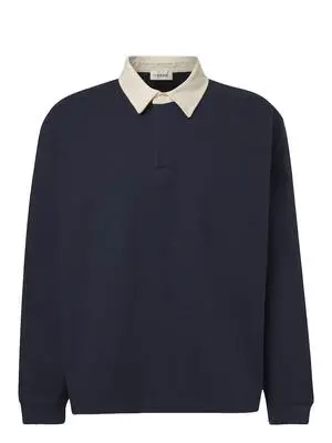 FRAME Cotton Jersey Polo Sweater - Blue