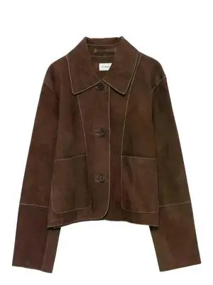 P.a.r.o.s.h Minuetto Contrast-stitching Suede Jacket - Brown