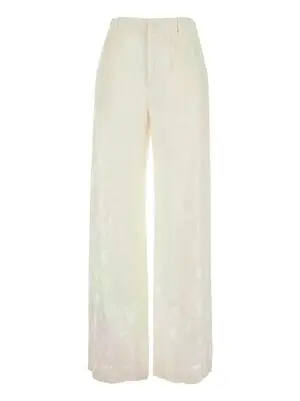 PT TORINO Floral Wide Leg Trousers - Neutrals