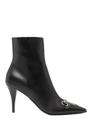 Gucci Horsebit-detail Leather Ankle Boots - Black
