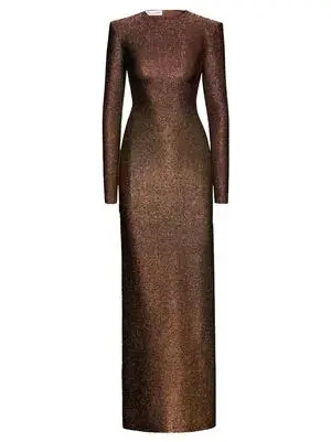 Oscar De La Renta Shoulder-pads Maxi Dress - Brown