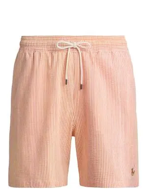 Polo Ralph Lauren Striped Drawstring Swim Shorts - Orange