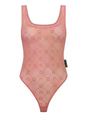 MARINE SERRE Flocked Bodysuit - Pink