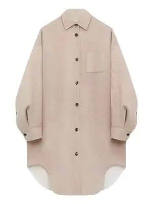 Loewe Buttoned Coat - Neutrals