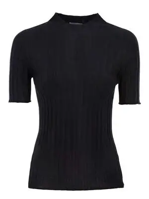 Peserico Ribbed Short-sleeve Sweater - Black
