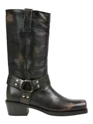 PARIS TEXAS Aged-Effect Buckle Boots
