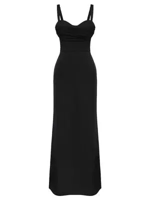 POST MERIDIEM Gathered-detail Maxi Dress - Black